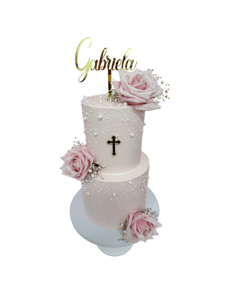 2-Tier Pastel Pink With Pearls Extended Height Cake – Cake Creations by ...