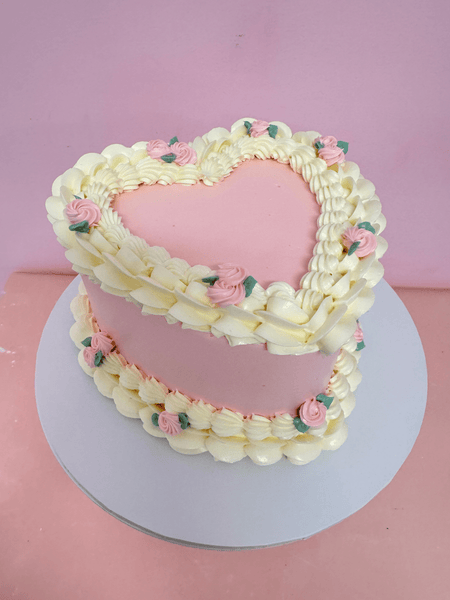 Dainty Pink Floral Heart Shaped Speciality Cake – Cake Creations by Kate™